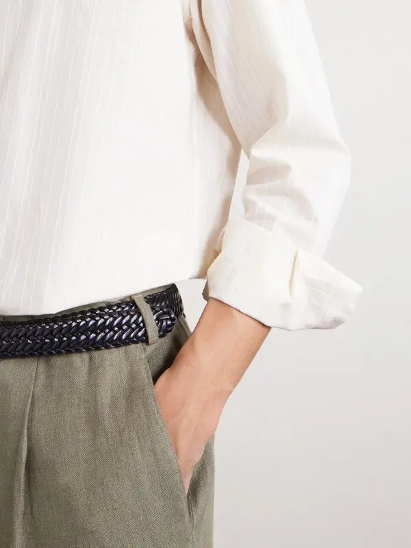 LARDINI Striped Cotton-poplin Shirt - Neutrals
