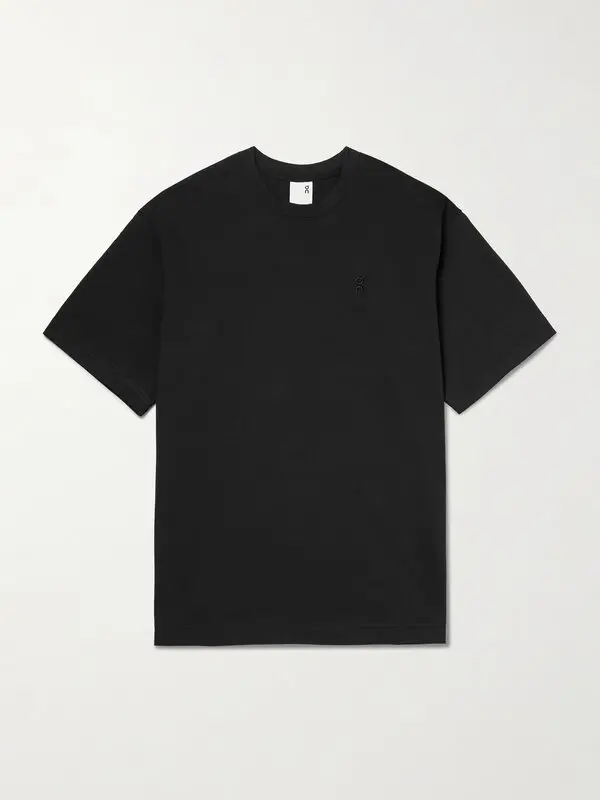 On Club Collective-t Logo-embroidered Cotton-jersey T-shirt - Black