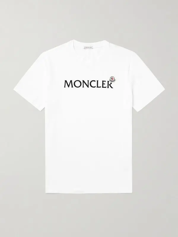Moncler Logo-flocked Appliquéd Cotton-jersey T-shirt