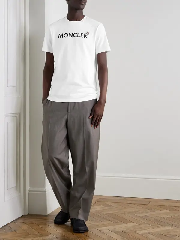 Moncler Logo-flocked Appliquéd Cotton-jersey T-shirt