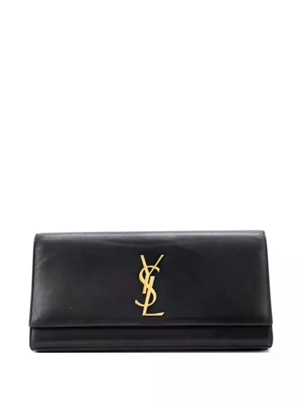Saint Laurent Classic Monogram Leather Long Clutch Bag - Black