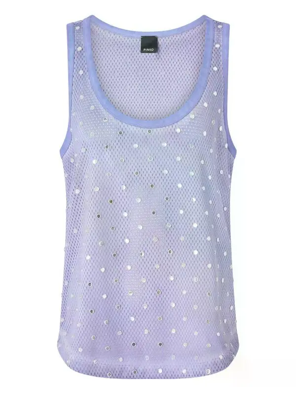 Pinko Embellished Mesh Tank Top - Purple