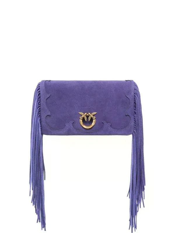 Pinko Fringed-logo Shoulder Bag - Purple