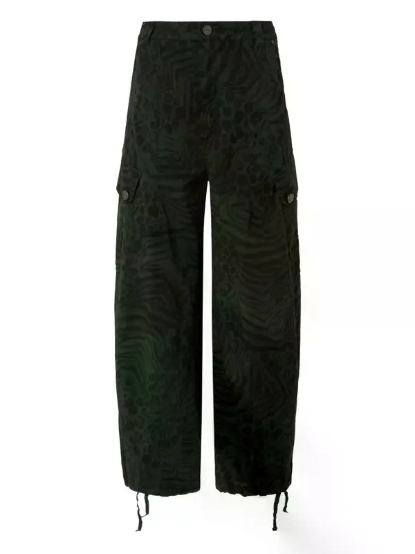 Pinko Animal-print Cargo Pants - Green