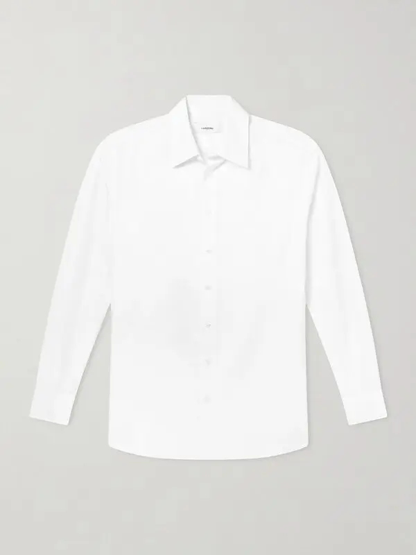 LARDINI Naven Cotton And Silk-blend Shirt - White