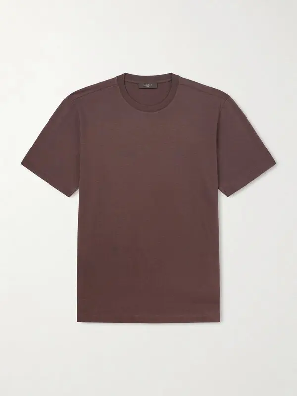 SLOWEAR Cotton And Silk-blend Jersey T-shirt - Brown