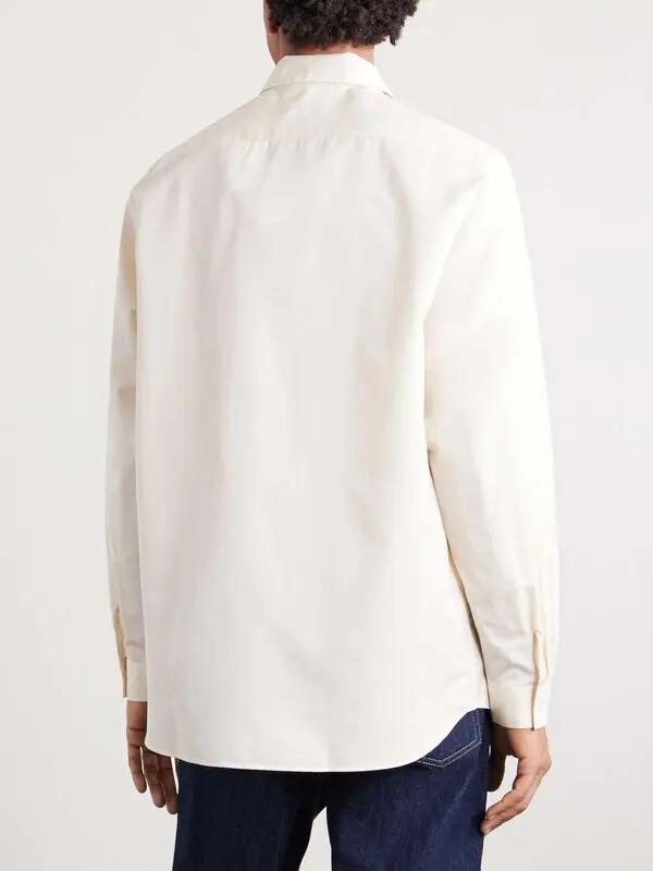 LARDINI Cotton And Silk-blend Shirt - Ivory