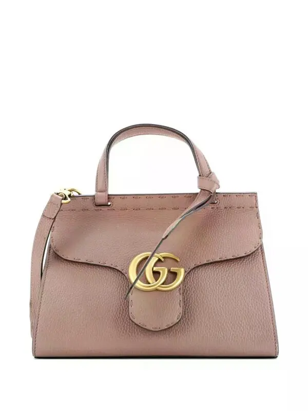 Gucci Gg Marmont Top Handle Bag Leather Mini Satchel - Pink