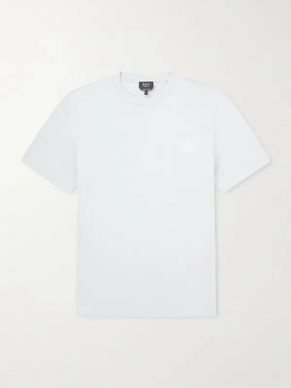A.p.c. Logo-embroidered Cotton-jersey T-shirt - Gray