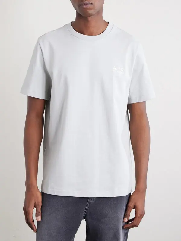 A.p.c. Logo-embroidered Cotton-jersey T-shirt - Gray