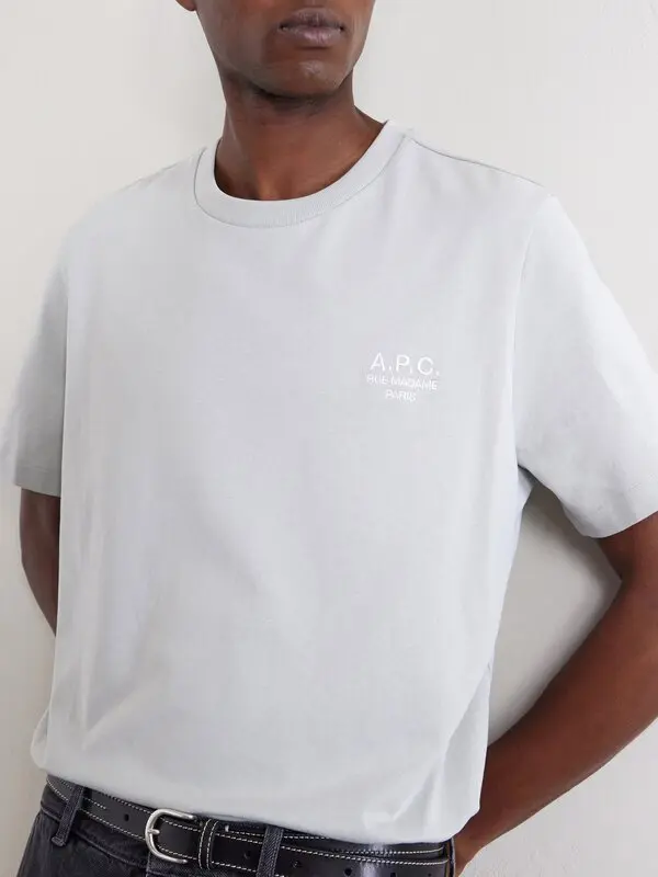 A.p.c. Logo-embroidered Cotton-jersey T-shirt - Gray