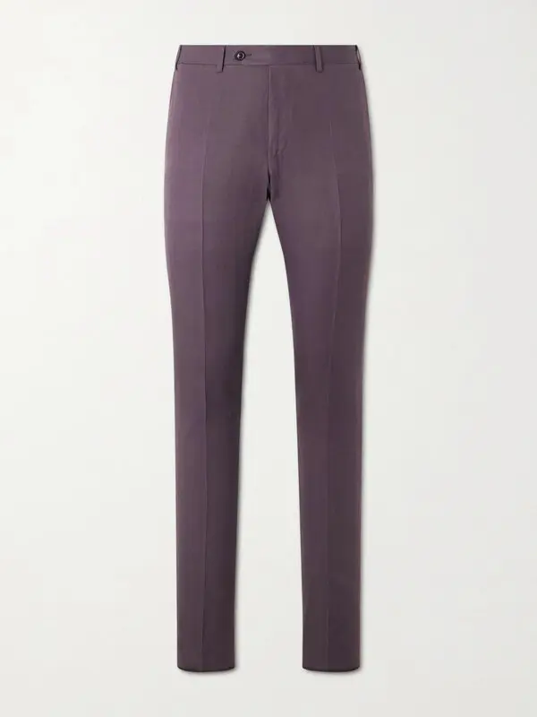 Canali Straight-leg Linen And Silk-blend Suit Trousers - Purple