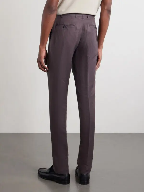 Canali Straight-leg Linen And Silk-blend Suit Trousers