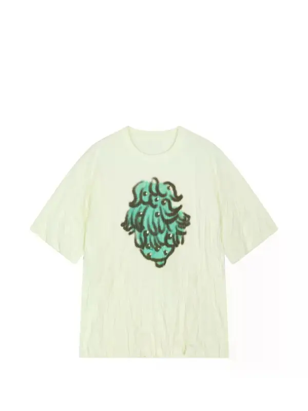 CROQUIS Graphic-print Pleated T-shirt - Yellow