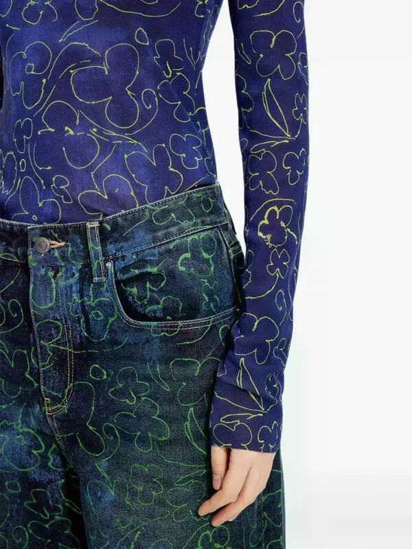 JNBY Floral Fitted Long-sleeve T-shirt - Blue