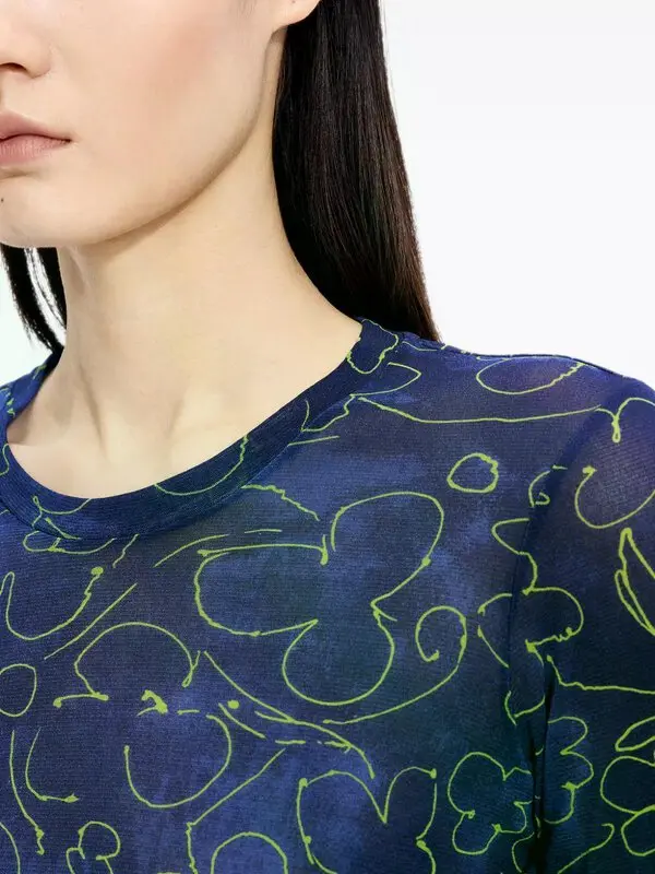 JNBY Floral Fitted Long-sleeve T-shirt - Blue