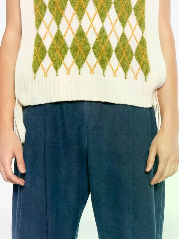 CROQUIS Tapered Drawstring Knit Trousers - Blue