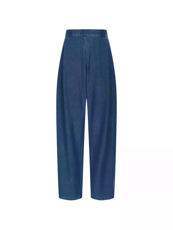CROQUIS Tapered Drawstring Knit Trousers - Indigo