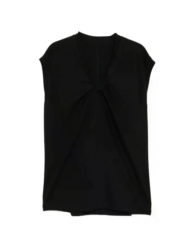 LESS Bowknot Pleated Sleeve T-shirt - Black