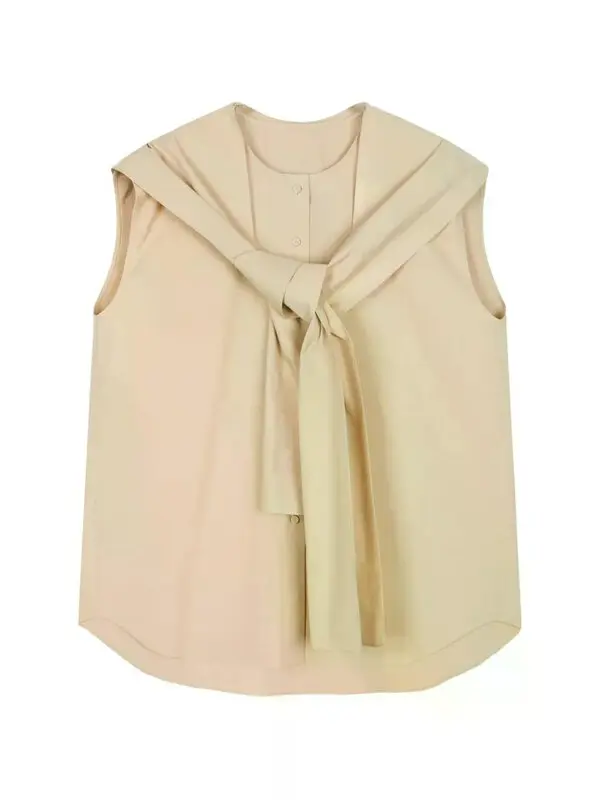 LESS Cotton Button Blouse - Neutrals