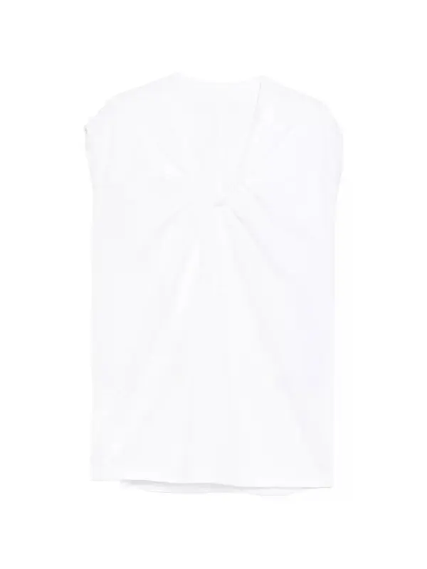 LESS Bowknot Pleated Sleeve T-shirt - White