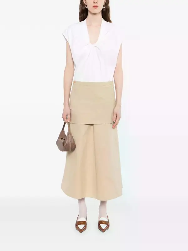 LESS Bowknot Pleated Sleeve T-shirt - White