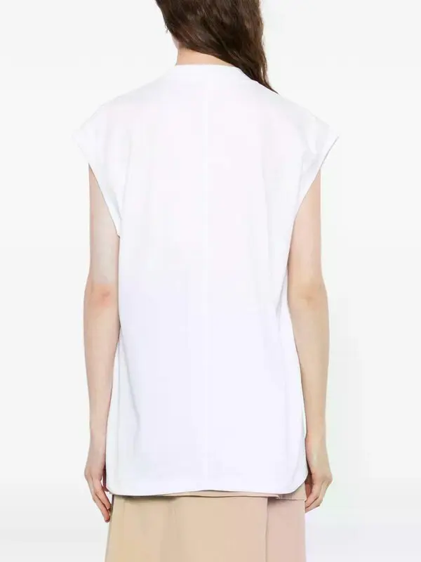 LESS Bowknot Pleated Sleeve T-shirt - White