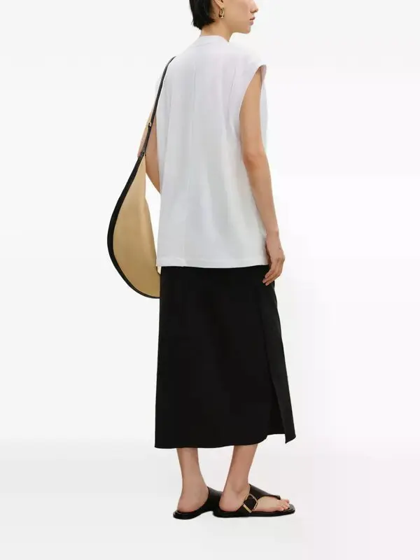 LESS Bowknot Pleated Sleeve T-shirt - White