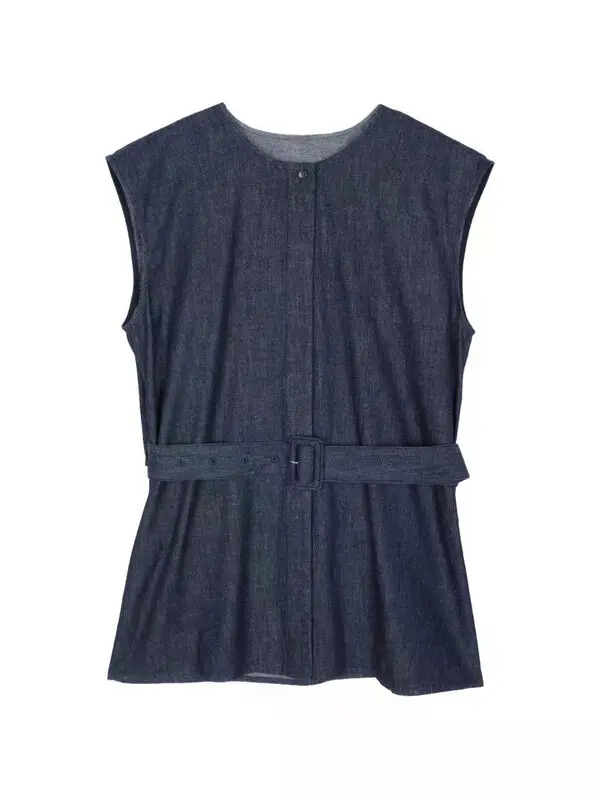 LESS Belted Denim Vest - Blue