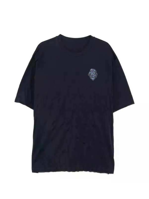 CROQUIS Graphic-print Pleated T-shirt - Blue