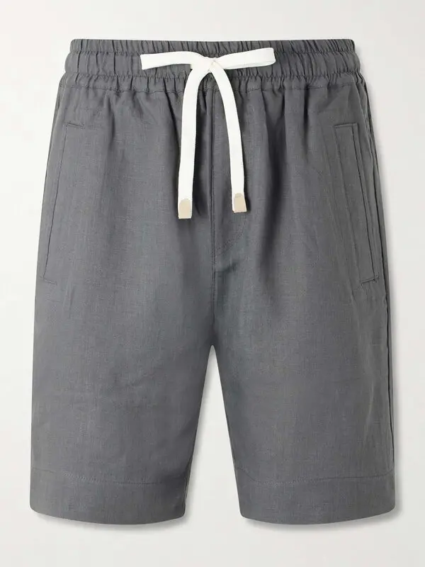 Eleventy Straight-leg Linen Shorts - Gray