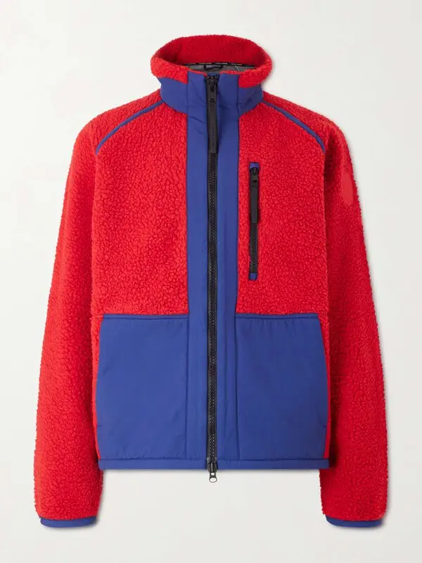 Canada Goose Westport Logo-appliquéd Wool-blend Fleece And Cotton-blend Jacket - Red