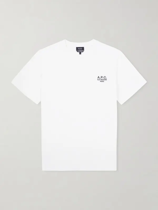 A.p.c. Logo-embroidered Cotton-jersey T-shirt - White