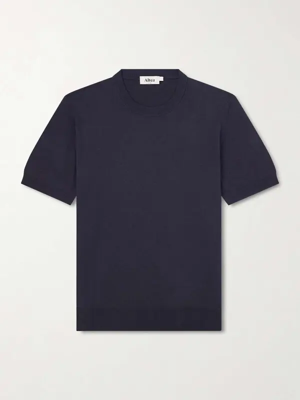 Altea Linen And Cotton-blend T-shirt - Navy