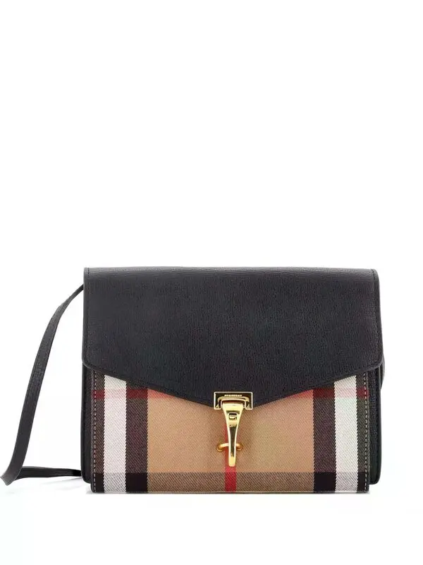 Burberry Macken Leather And House Check Canvas Crossbody Bag - Black