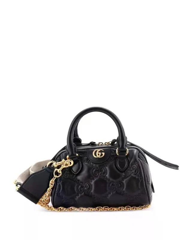 Gucci Ophidia Convertible Boston Top Handle Bag Gg Matelasse Leather Mini Crossbody Bag - Black