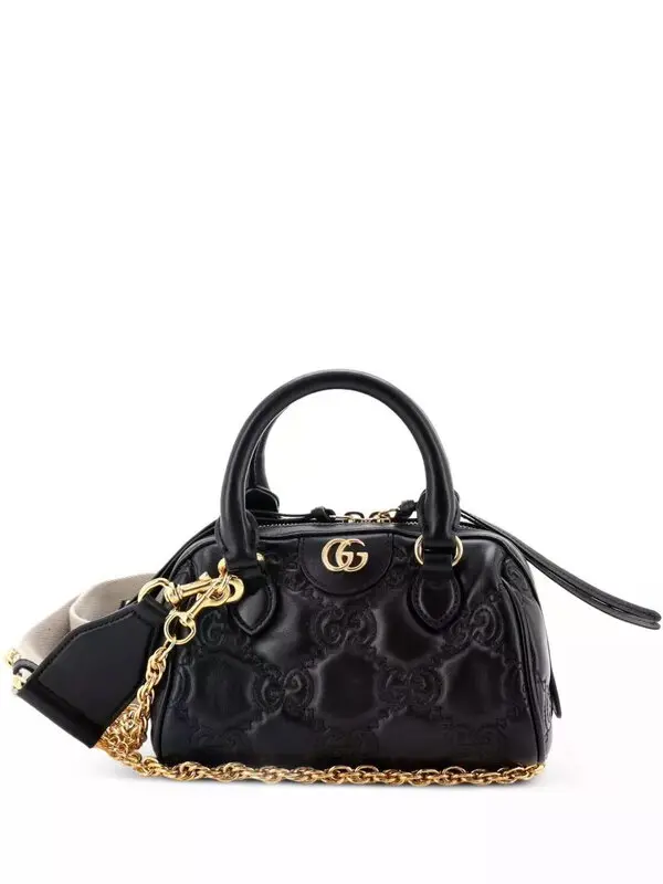 Gucci Ophidia Convertible Boston Top Handle Bag Gg Matelasse Leather Mini Crossbody Bag - Black