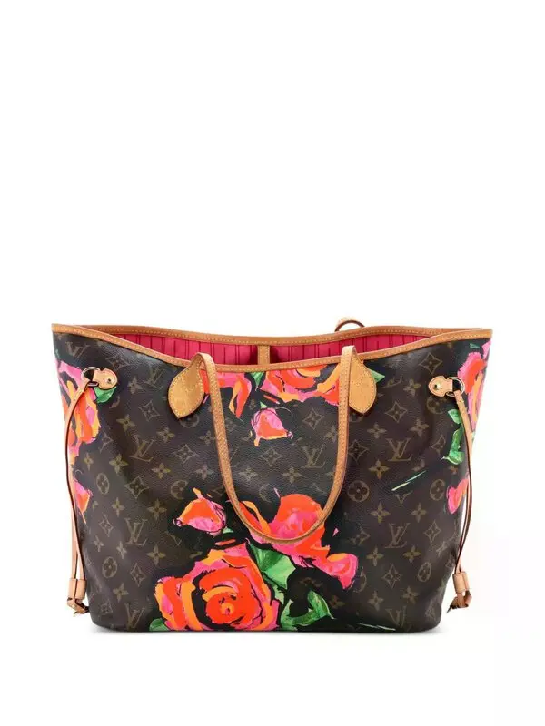 LOUIS VUITTON Neverfull Limited Edition Monogram Roses Mm Tote Bag - Brown