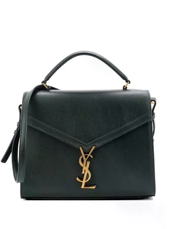 Saint Laurent Cassandra Top Handle Bag Leather Medium Satchel - Green