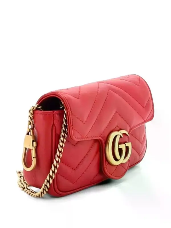Gucci Gg Marmont Flap Super Mini Crossbody Bag Matelassé Leather - Red