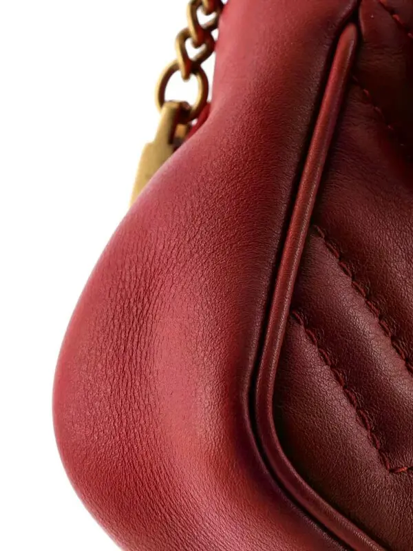 Gucci Gg Marmont Flap Super Mini Crossbody Bag Matelassé Leather - Red