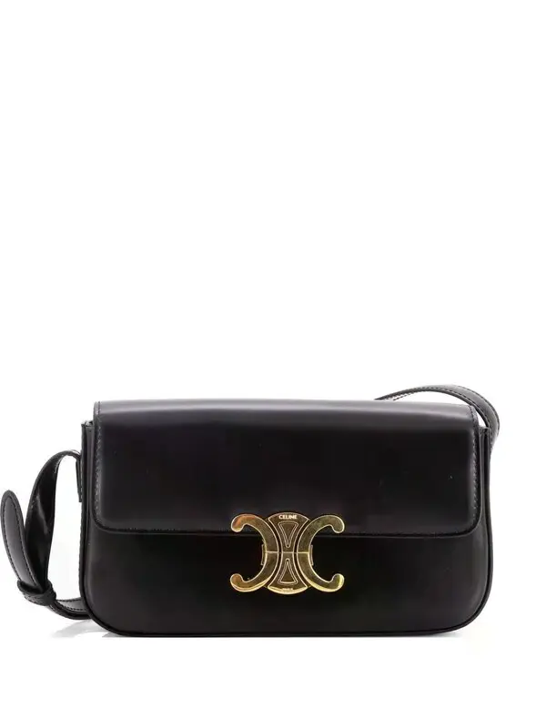 Celine Triomphe East-west Smooth Calfskin Shoulder Bag - Black