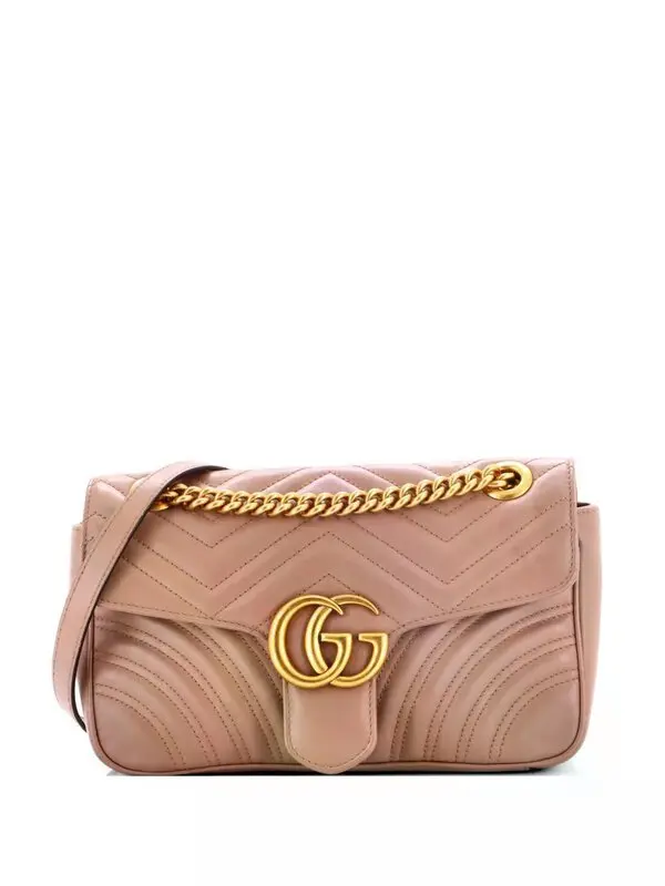 Gucci Gg Marmont Flap Bag Matelasse Leather Medium Shoulder Bag - Neutrals