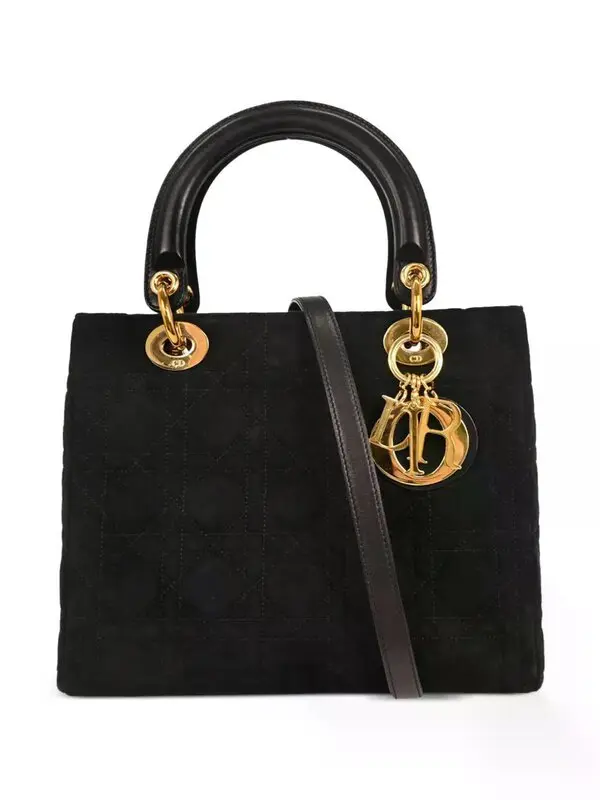 Dior 1997 Medium Cannage Tote Bag - Black