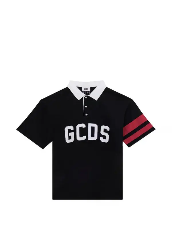 Gcds Logo Striped Polo Shirt - Black