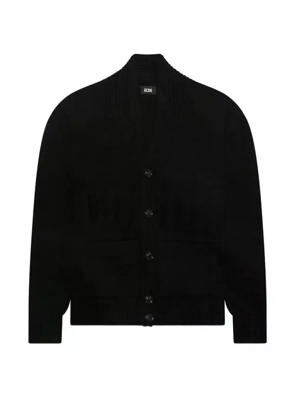 Gcds Shawl-collar Buttoned Cardigan - Black