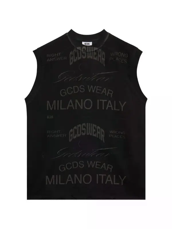 Gcds Sleeveless Printed Vest - Black