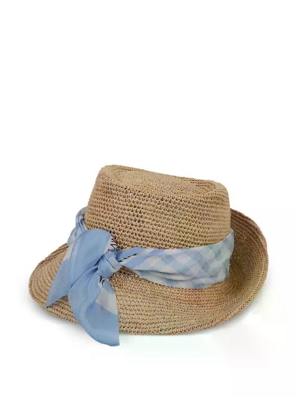 Ermanno Scervino Gingham-print Hat - Neutrals