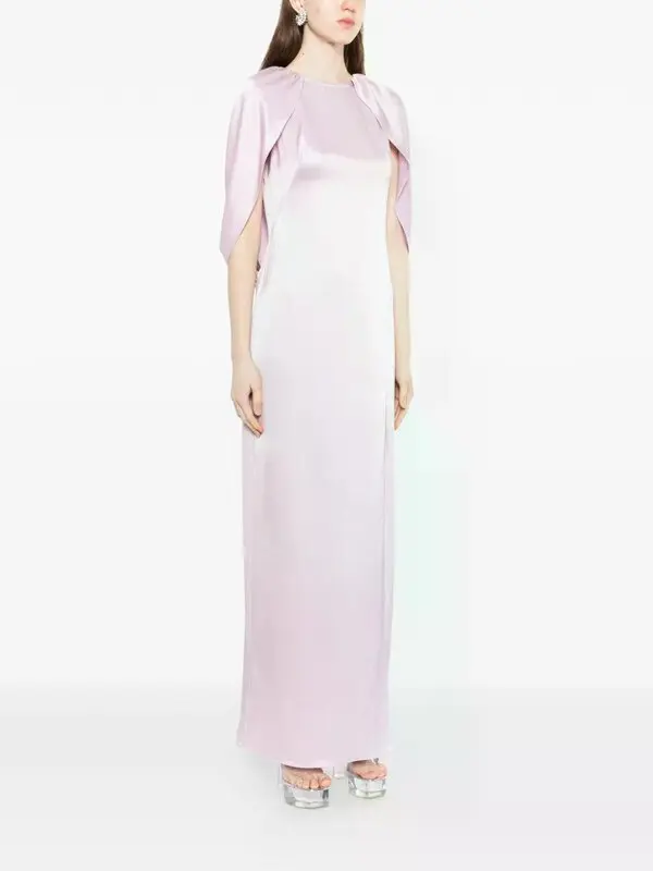 Amsale Column Cape Maxi Dress - Purple