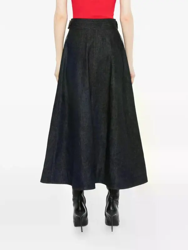 Adam Lippes Caspian Denim Midi Skirt - Blue